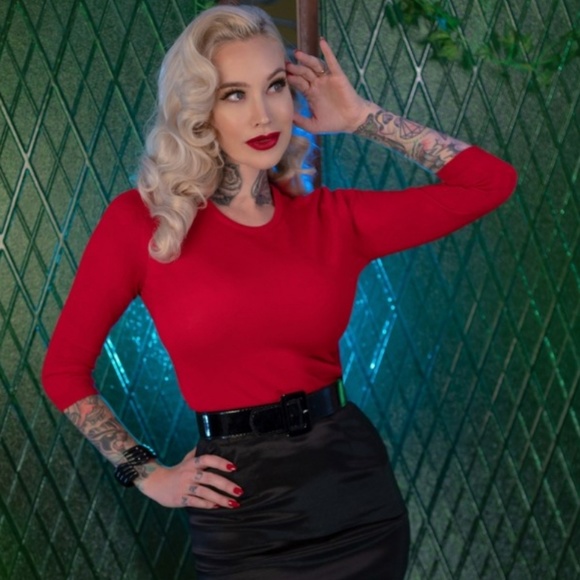 Tatyana | Sweaters | Tatyana Vintage 95s Rockabilly 34 Sleeve Fitted ...